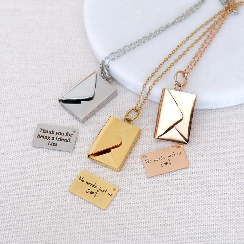 Secret Message Envelope Necklace, Best Friend Gift, Personalized Frien ...