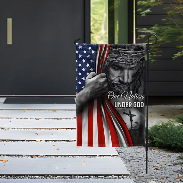 American Flag - One Nation Under God Jesus Flag – Outdoor Decor – Made ...