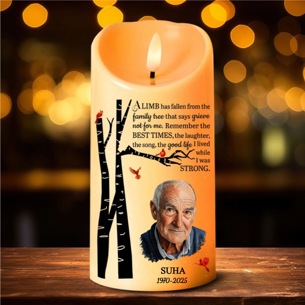 Personalized Photo Memorial LED Candle, In Loving Memory, Sympathy Rem ...